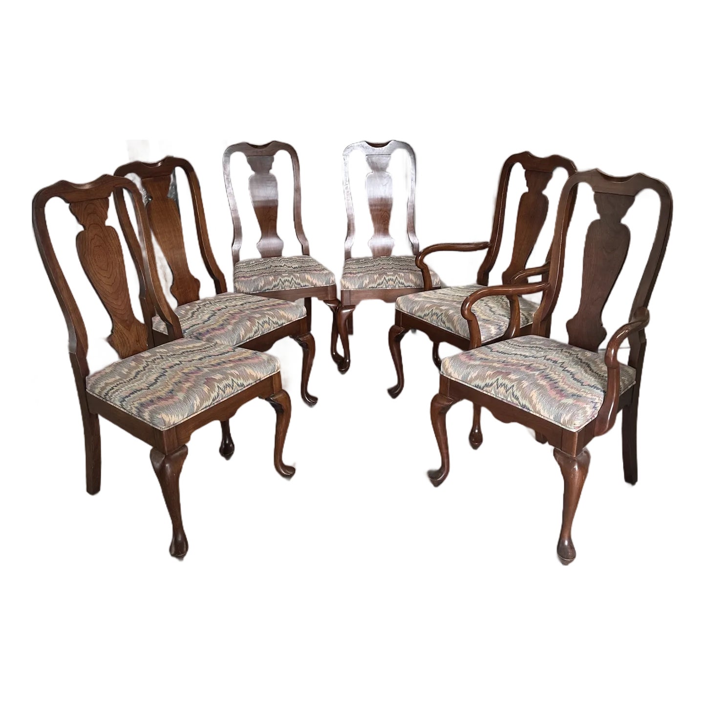 1980s Harden Queen Anne Chairs - Set of 6 | Chairish