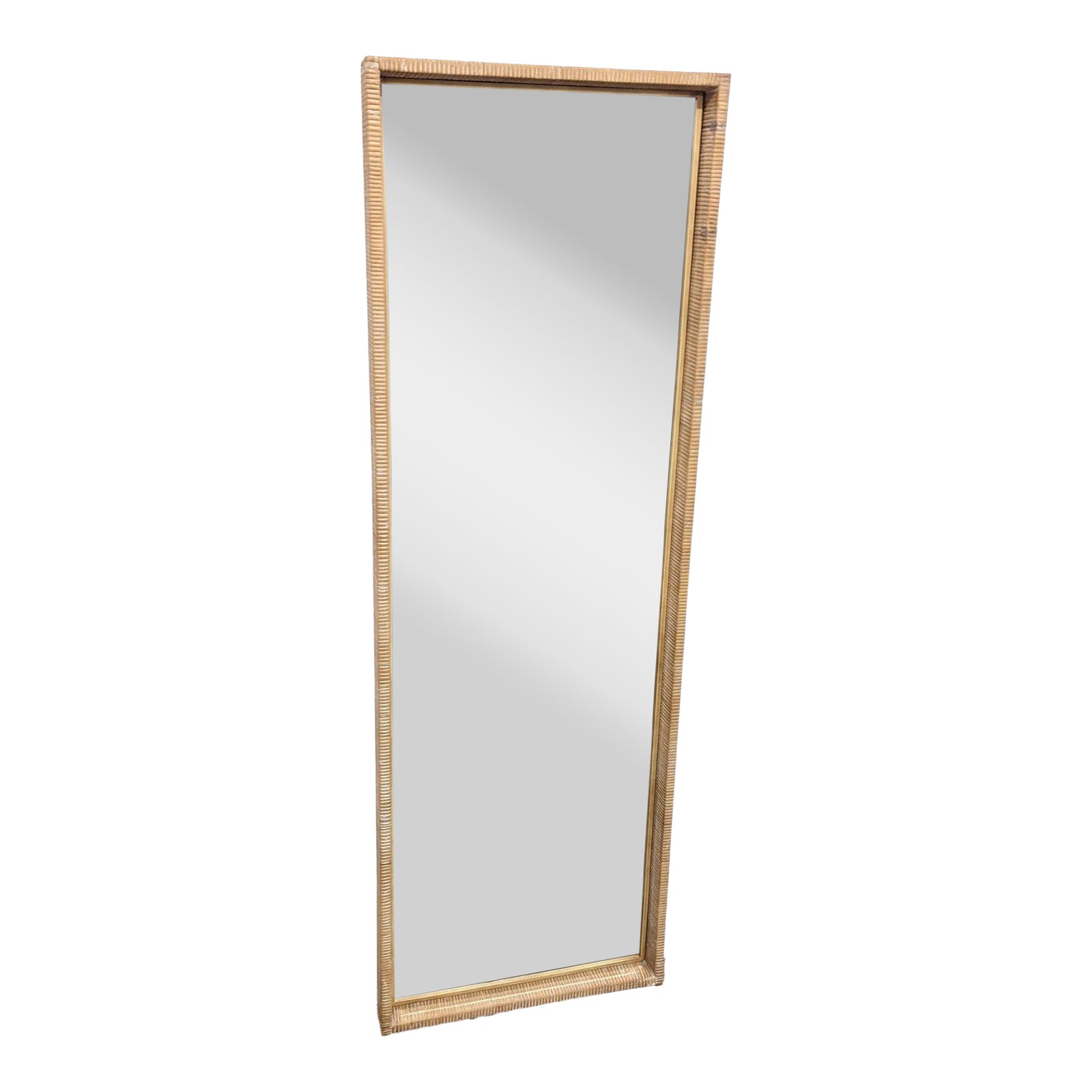 Uttermost Natural Rattan Floor Mirror | Chairish