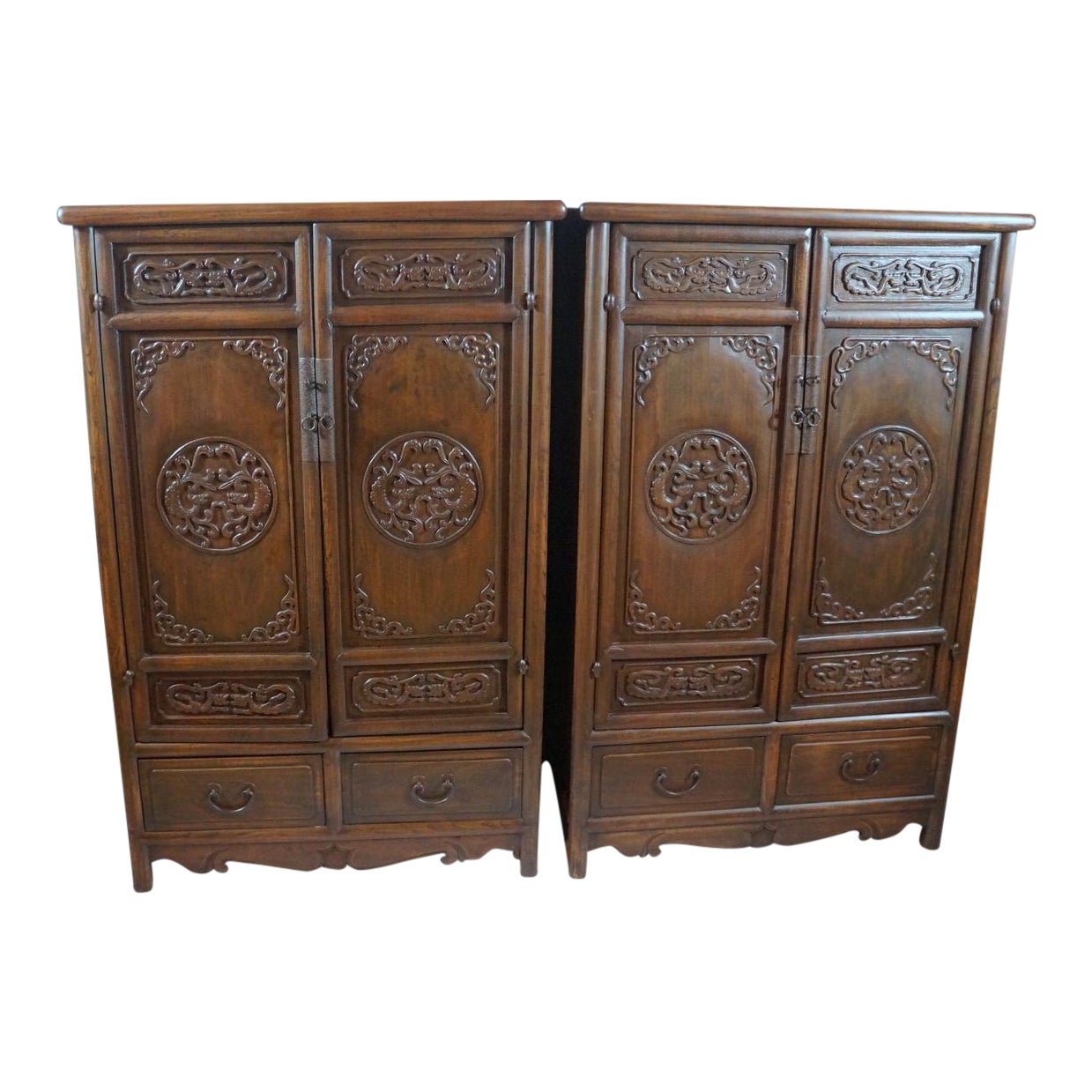 Vintage Ming Dynasty Style Elm Cabinets - a Pair | Chairish