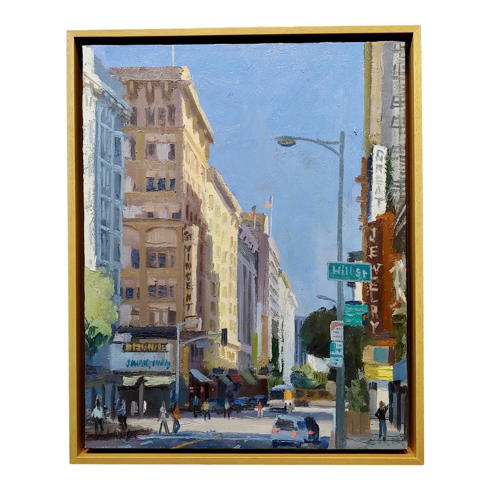Alex Schaefer -Hill Street in Downtown La -Oil Painting | Chairish