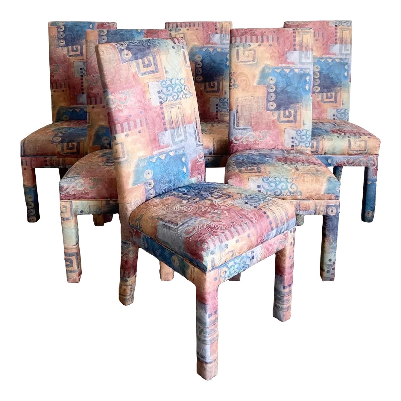 Postmodern Multi Colored Parsons Dining Chairs - Set of 6 | Chairish