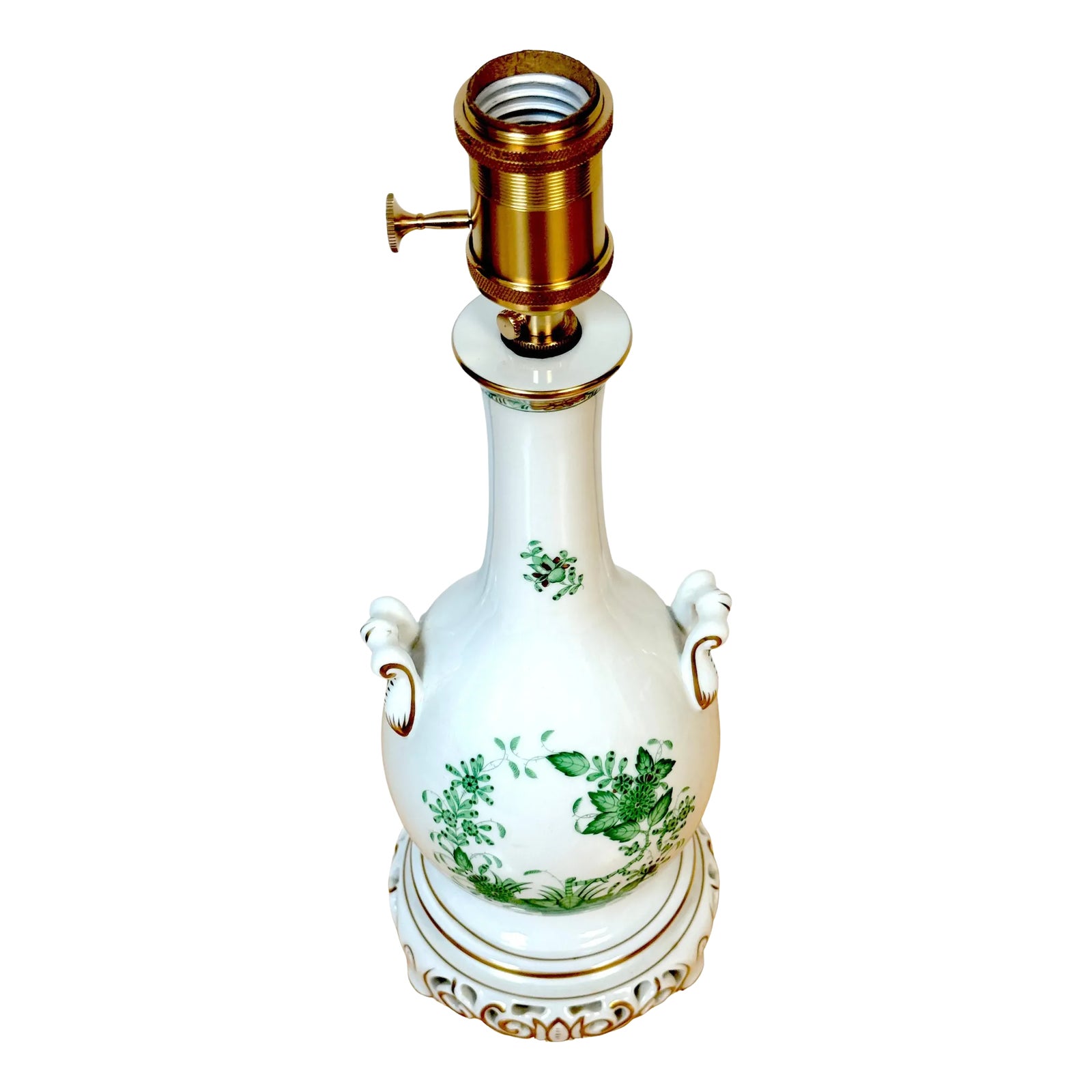 Herend Porcelain 'Chinese Bouquet- Green' Table Lamp | Chairish