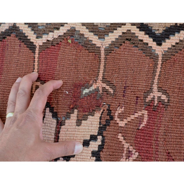 Vintage Turkish Handmade Kilim Runner Rug - 5′ × 12′7″ | Chairish