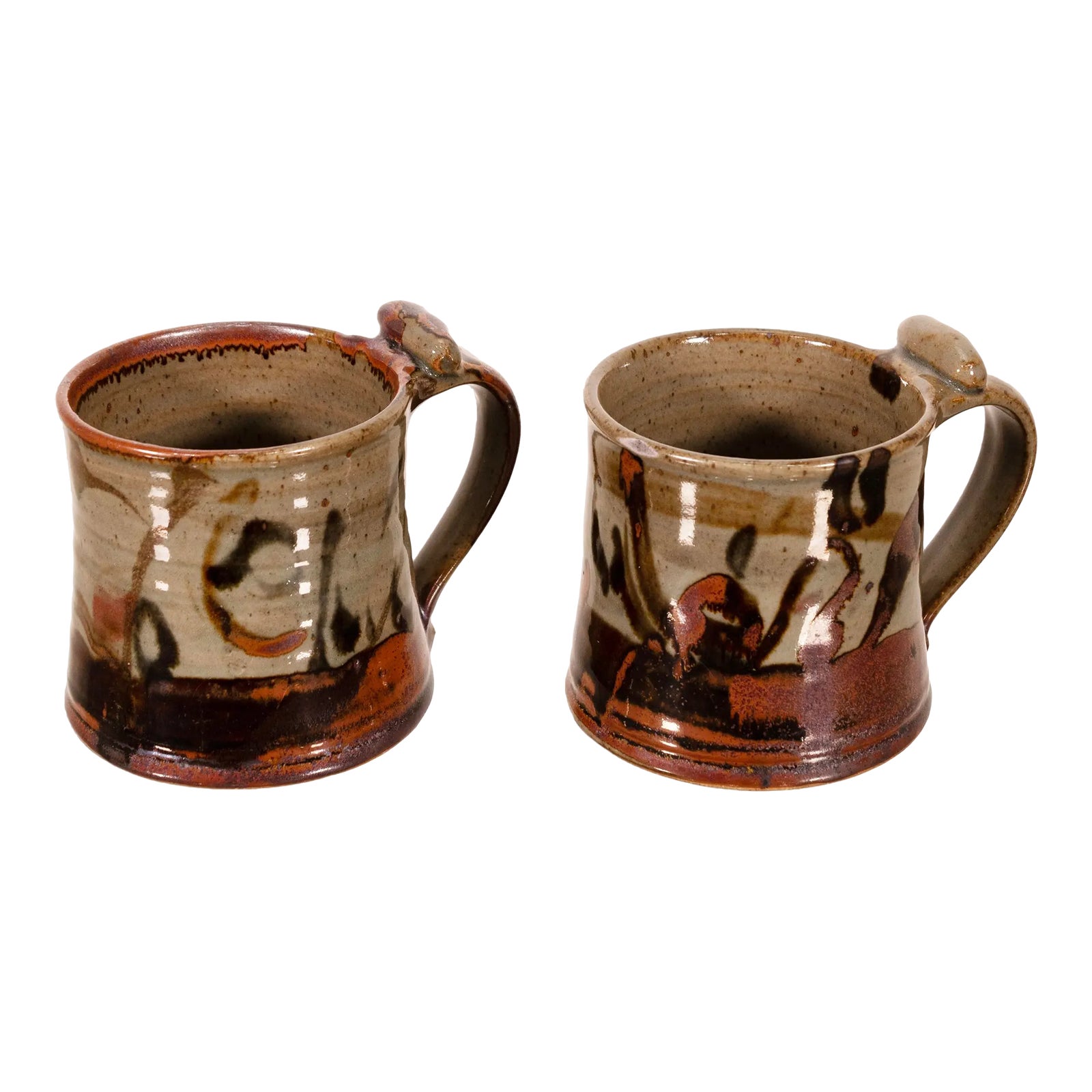 John Glick Pair of Mugs Modernist Stoneware Glazed Ceramics Plum Tree ...