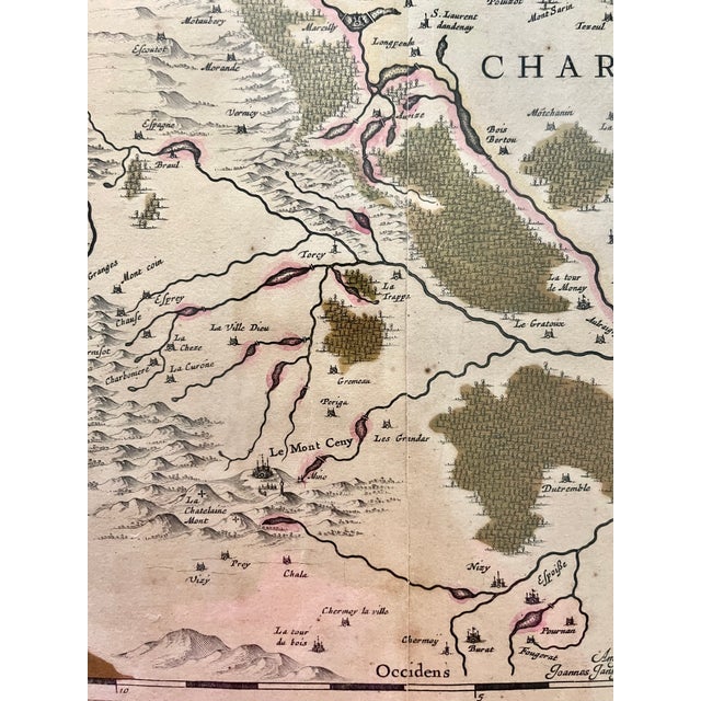 1640 Willem Blaeu Map of Charolois, France (Burgundy) | Chairish