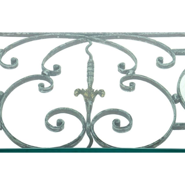 French Wrought Iron Grate Glass Top Coffee Table | Chairish