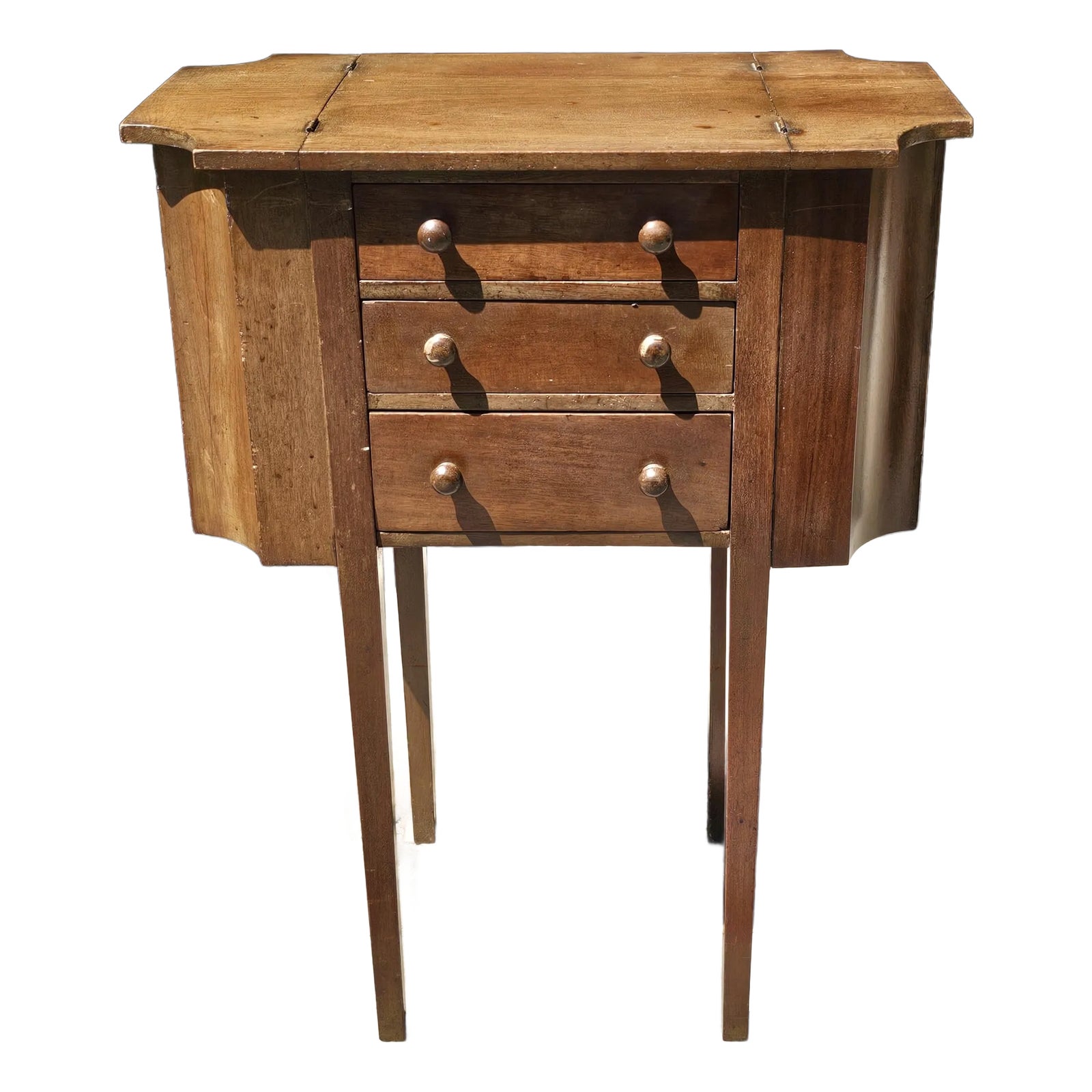 Vintage Martha Washington Style Walnut Sewing Side Table | Chairish