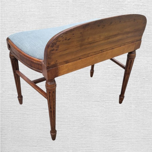 Vintage Mid Century Modern Small Upholstered Low Bench Vanity Stool ...