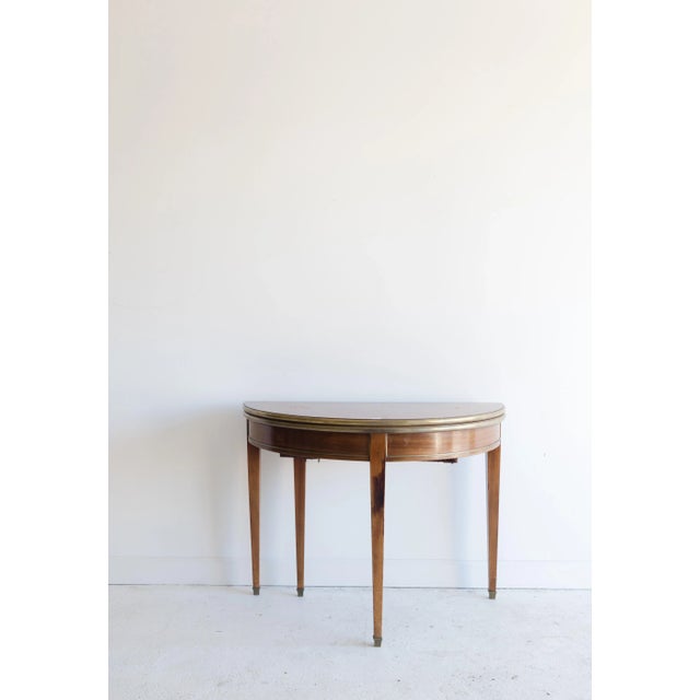 19th C. French Demilune Table With Brass Details | Chairish