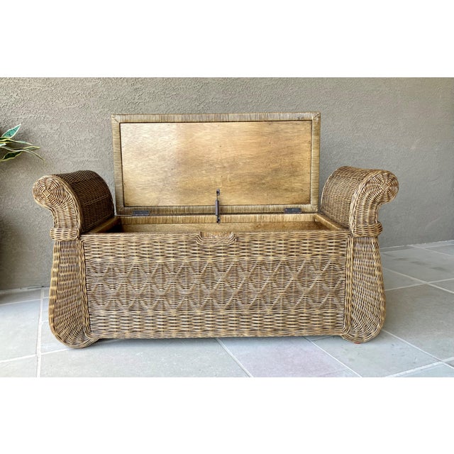 Late 20th-Century Cottage Chic Rolled Arm Rattan & Bamboo Storage ...