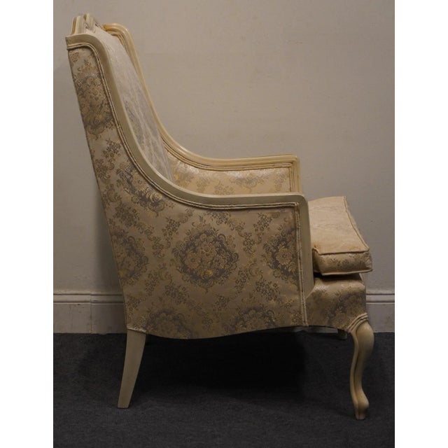 Prince Howard Furniture Co. Cream French Provincial Accent Wingback Arm Chair W. Damask ...