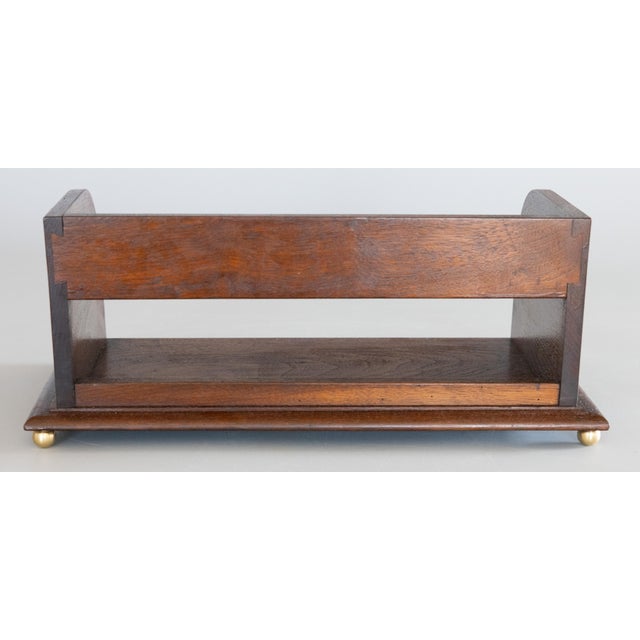 Antique English Carved Oak Table Top Book Trough Rack Stand | Chairish