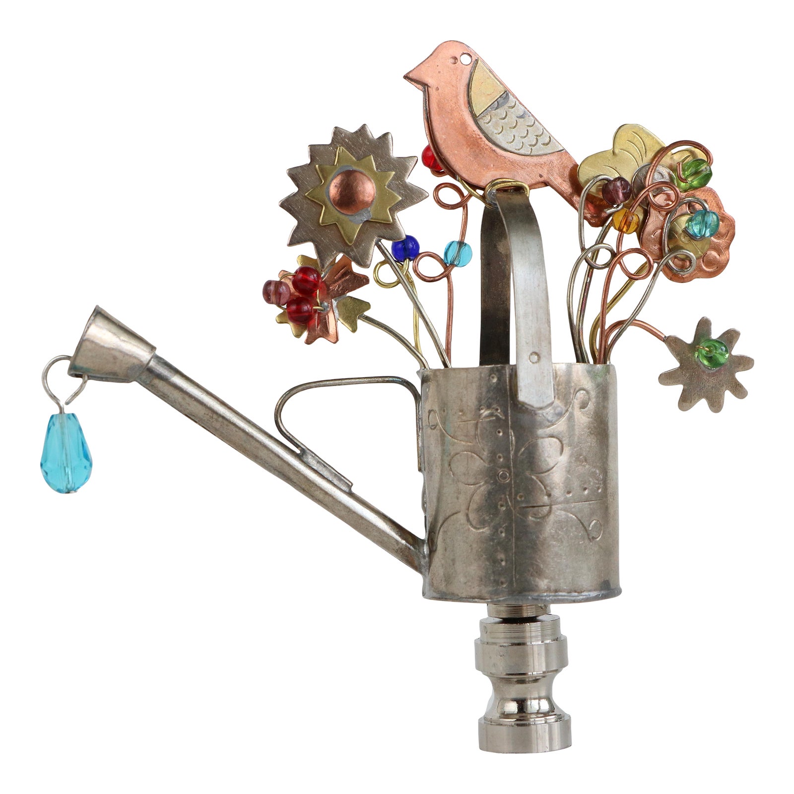 Gardener's Watering Can Lamp Finial on Nickel Hardware | Chairish