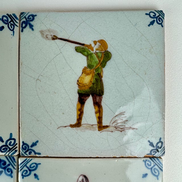 Set of 6 Vintage Hand Painted Makkum Tiles by Royal Tichelaar Dutch ...