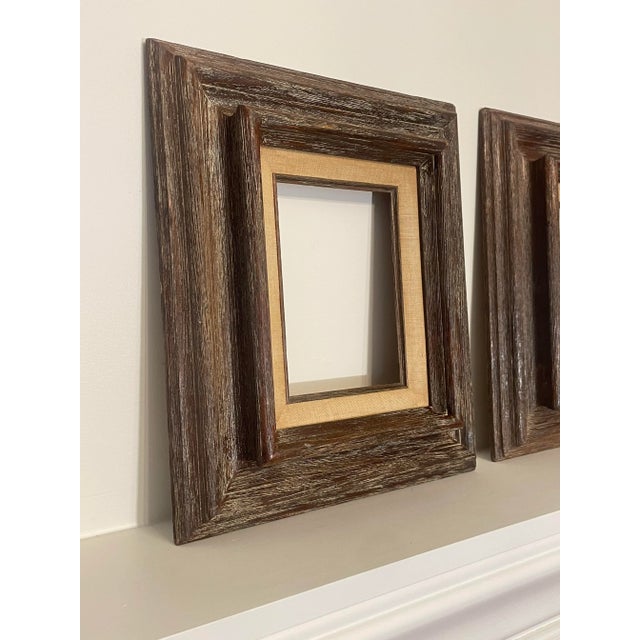 Rustic European Brown Solid Wood Grain White Washed Frames, a Pair ...
