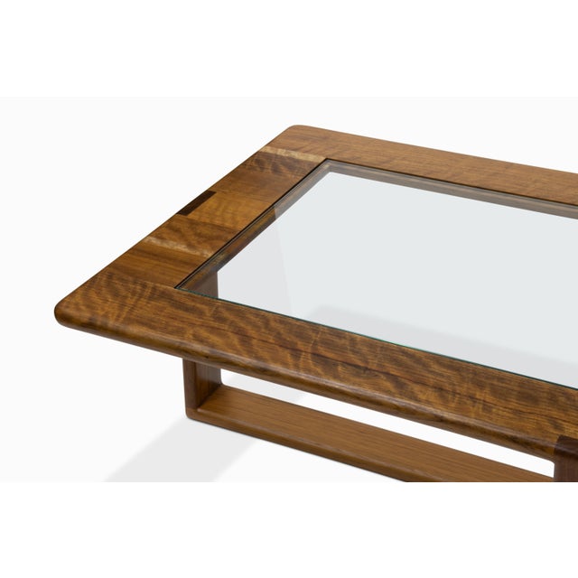 Vintage Solid Shedua and Glass Coffee Table by Gerald McCabe | Chairish