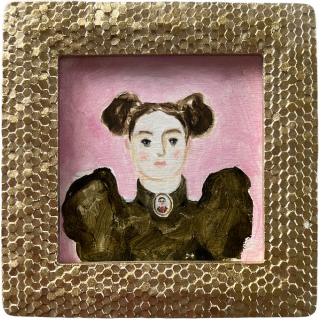 Colorful Portrait of a Lady With a Portrait Brooch in a Honeycomb Frame by Susannah Carson ...