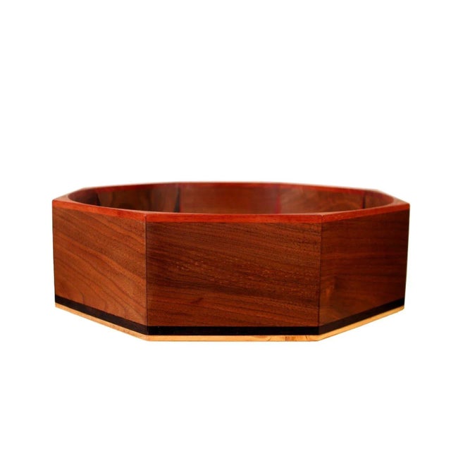 Modern Walnut, Mahogany, & Wenge Wood Triangle MCM Design Bowl Signed ...