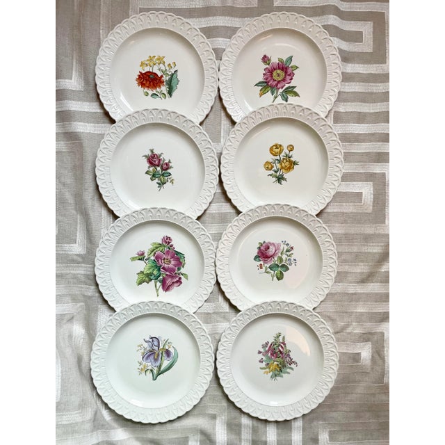 Vintage Spode Hand-Painted Floral Creamware Set of 8 | Chairish