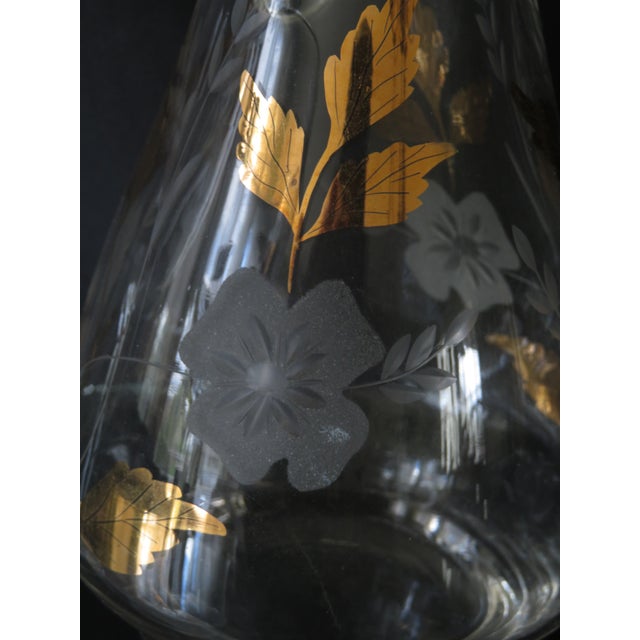 Romanian Crystal Decanter Wine Bottle with 2 Matching Wine Stem Glasses ...