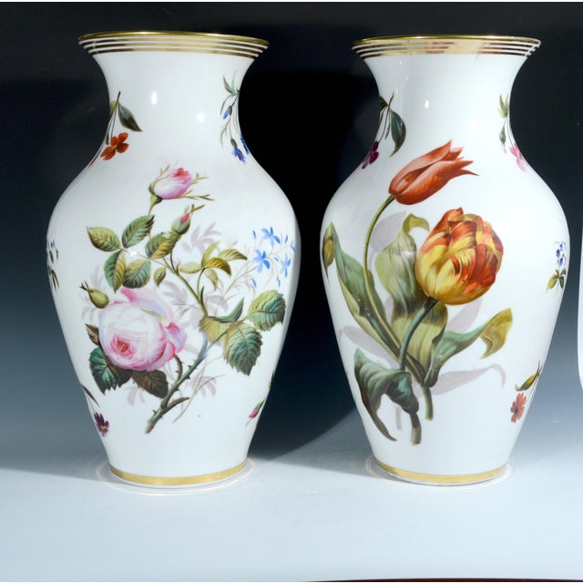 Porcelain Large Botanical Vases - A Pair | Chairish