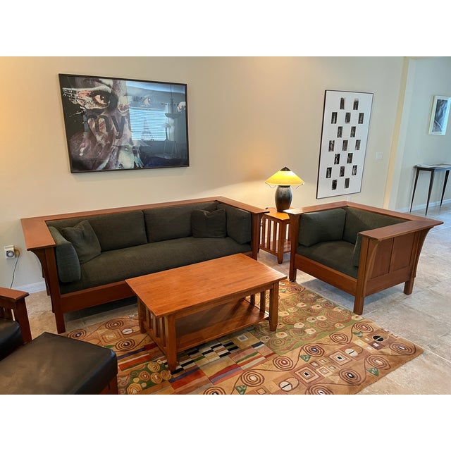 Vintage Stickley Cherry Wood Arts and Crafts Mission Prairie Settle ...