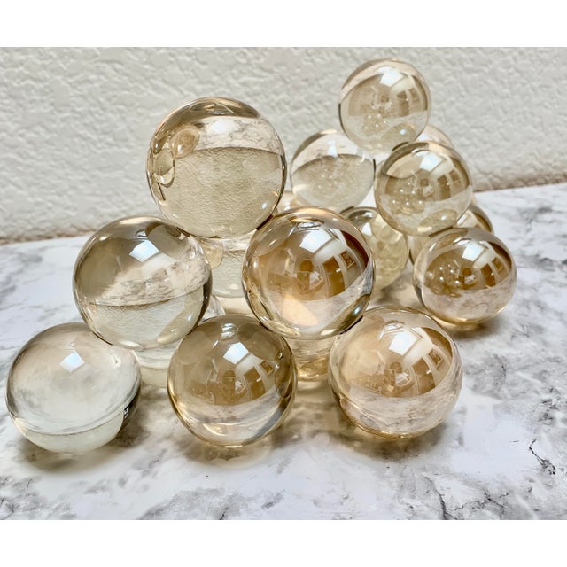 Crystal Glass Ball Cluster Decor Accents or Bookends - Set of Two ...
