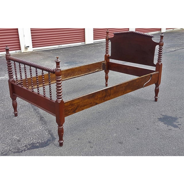 19th Century Spindle Spool Jenny Lind Style Twin Bedframe | Chairish