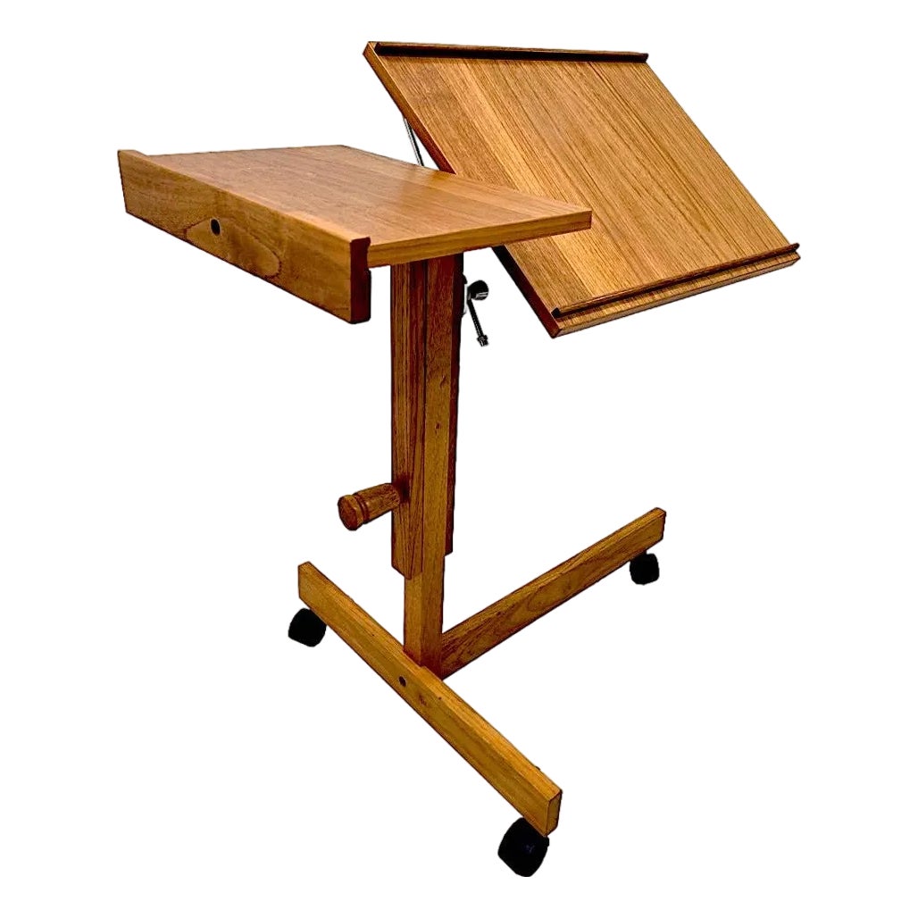 Mid 20th Century Danish Teak Wood Adjustable Side Table/Music Stand ...