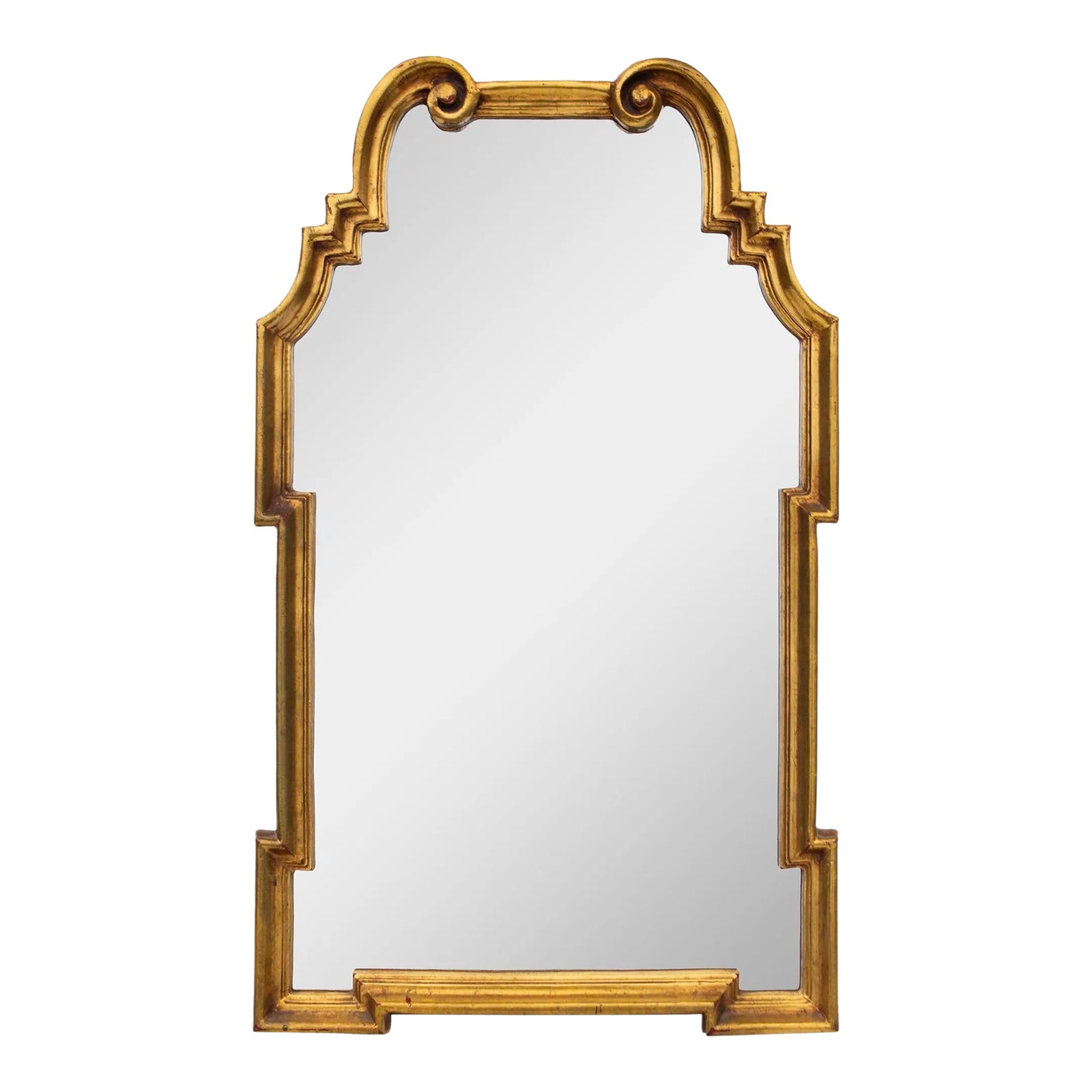 Italian Giltwood Scrolled Arch Keyhole Gold Mirror by La Barge, 1970s ...