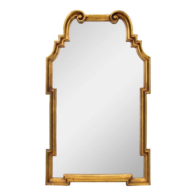 Italian Giltwood Scrolled Arch Keyhole Gold Mirror by La Barge, 1970s ...