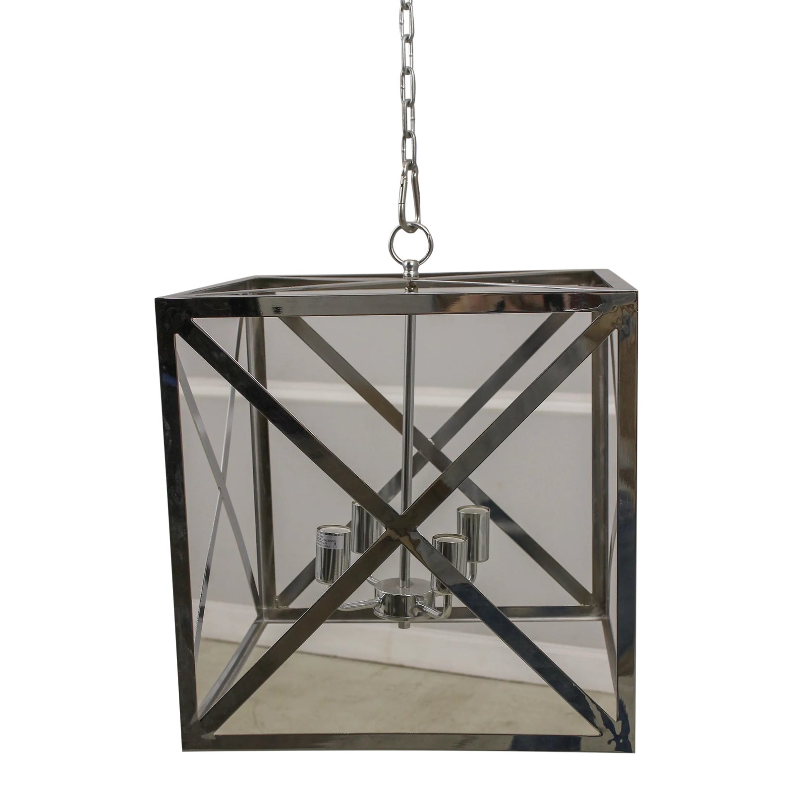 Modern Design Chrome Cube Light Fixture | Chairish