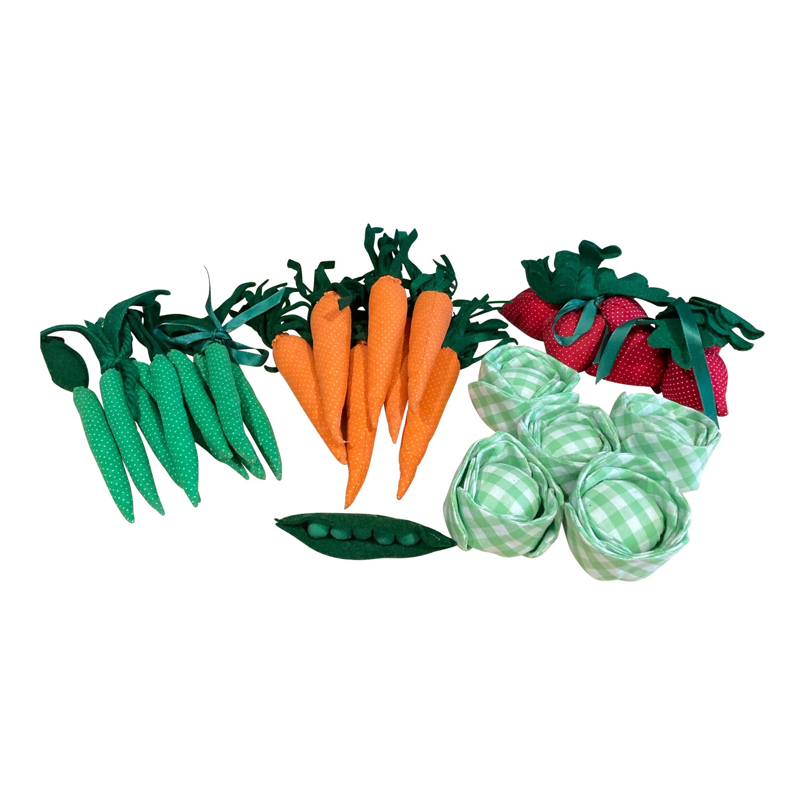 Vintage Hand Sewn Fabric Fruit & Vegetable Decor- 29 Pieces | Chairish