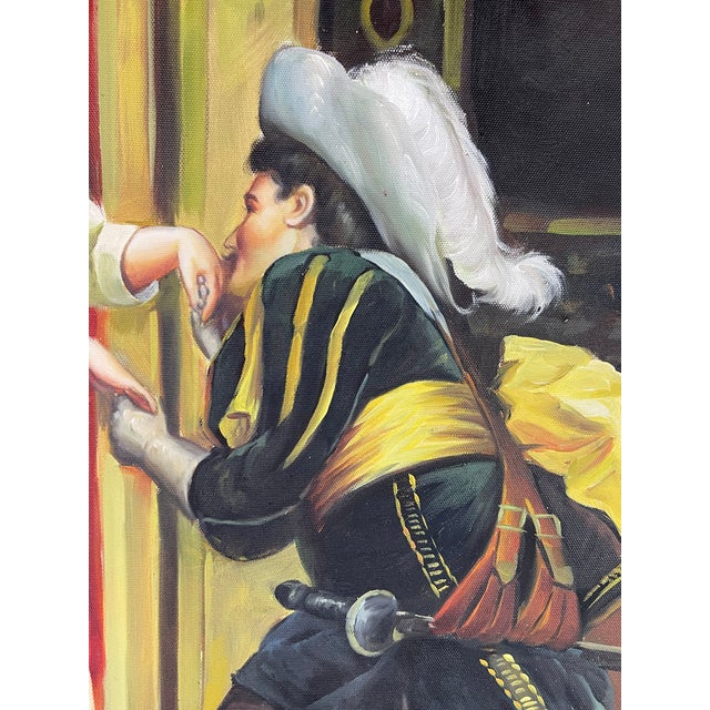 Renaissance Couple on Red Carpet Oil Painting | Chairish