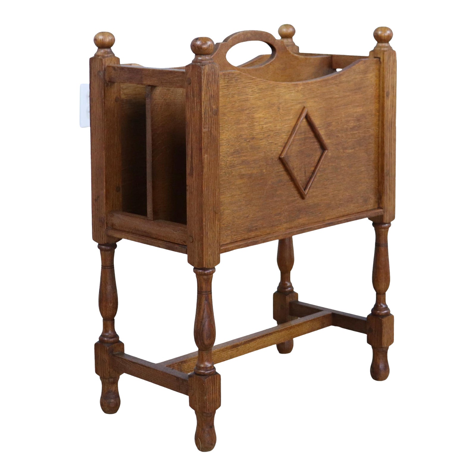 Early 20th Century English Oak Sheet Music or Magazine Rack | Chairish