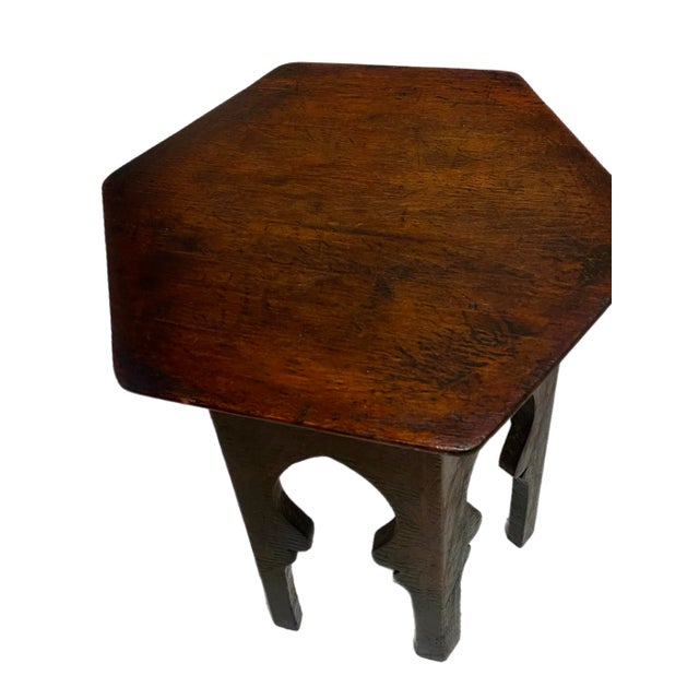 19th C. Arts and Crafts Etched Taboret Accent Table | Chairish