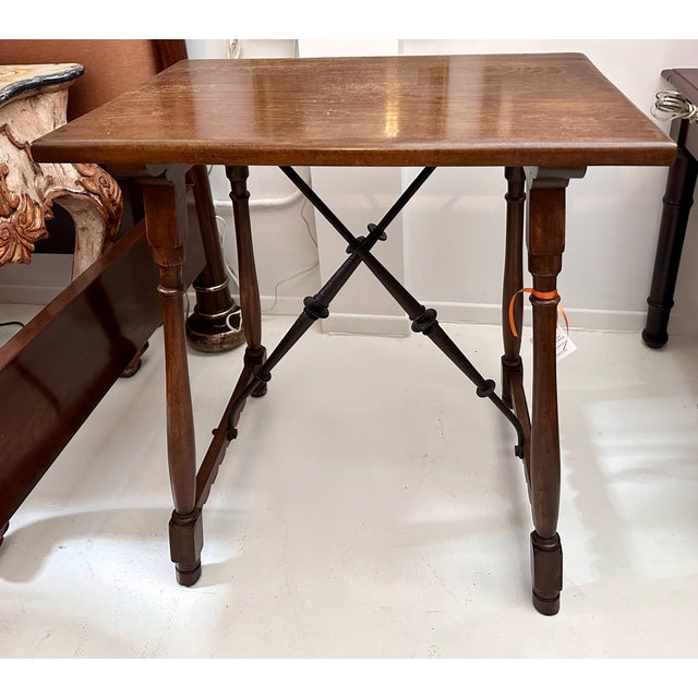 Formations Furniture Iron & Walnut Trestle Console Table | Chairish