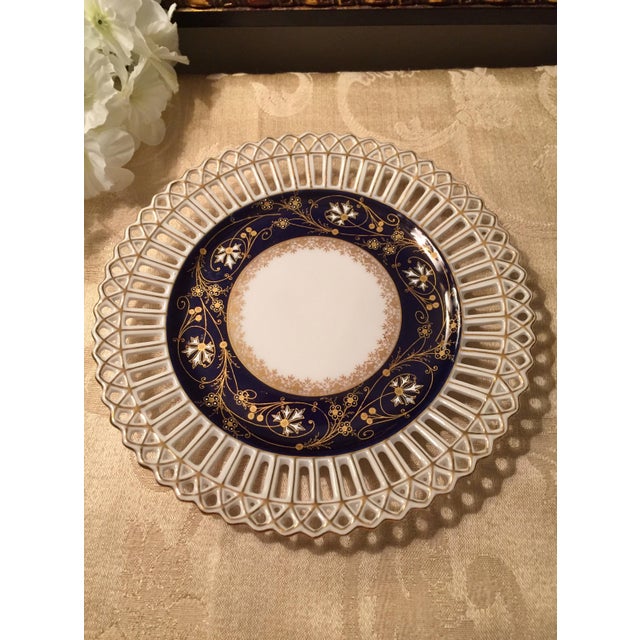 Vintage German Reticulated Gilt Cabinet Dessert Plates | Chairish