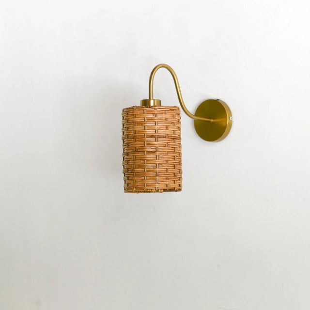 1990s Rattan Wicker Wall Sconce | Chairish