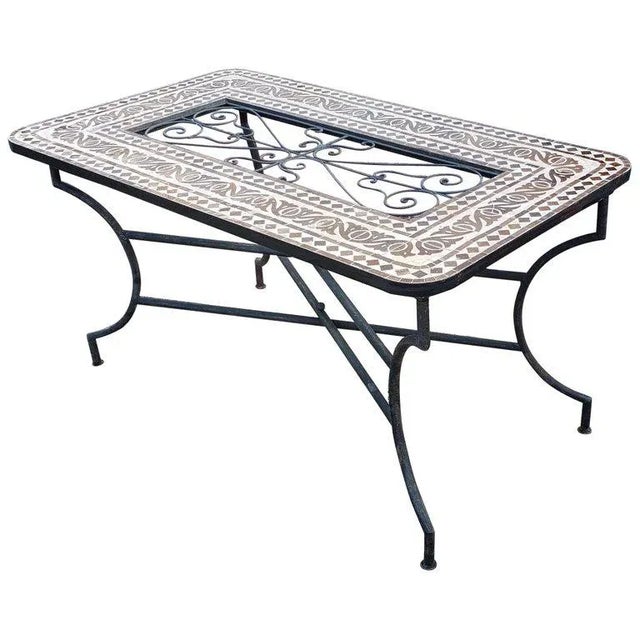 Moroccan Rectangular Brown Mosaic Dining Table | Chairish