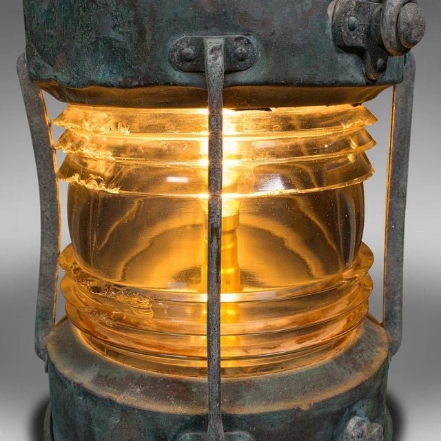 1900s Edwardian Antique Ship's Anchor Lamp, English, Bronze, Glass ...