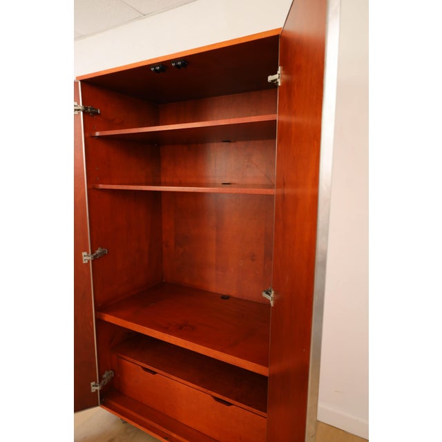 Postmodern Cherry Wood Cabinet With Steel Quilted Panels by Sergio ...