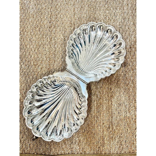 Large Size Vintage Hollywood Regency Style Silver Plate Shell Double ...