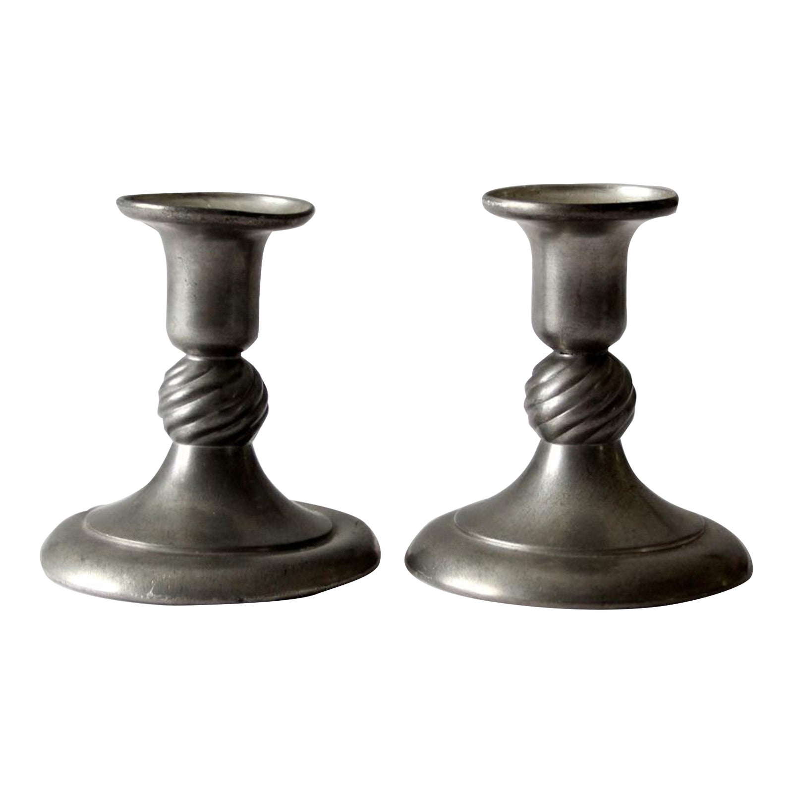 Vintage Kmd Royal Holland Pewter Candlestick Holders Pair | Chairish