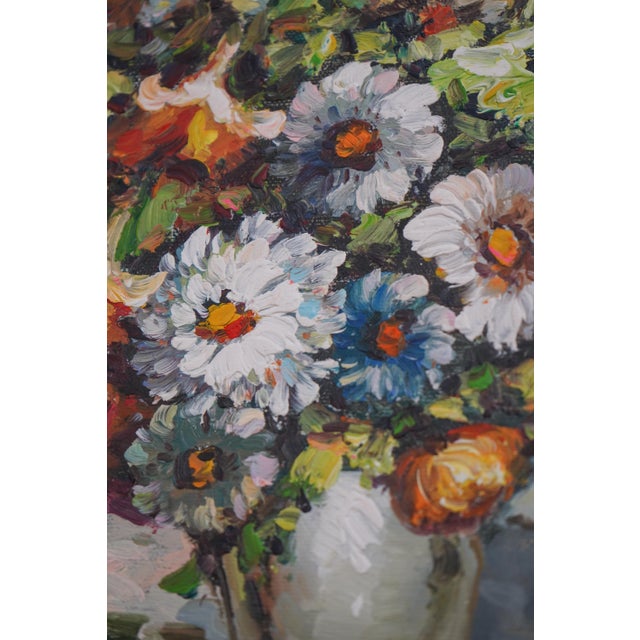 Pair Gold Framed Floral Oil Paintings on Canvas | Chairish