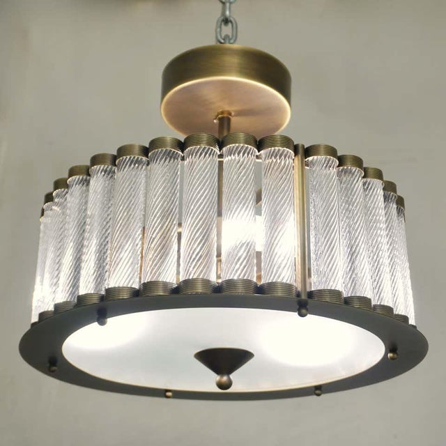 Skyscraper Vintage 1940s Art Deco Chandelier Flush Mount Fixture Brass ...