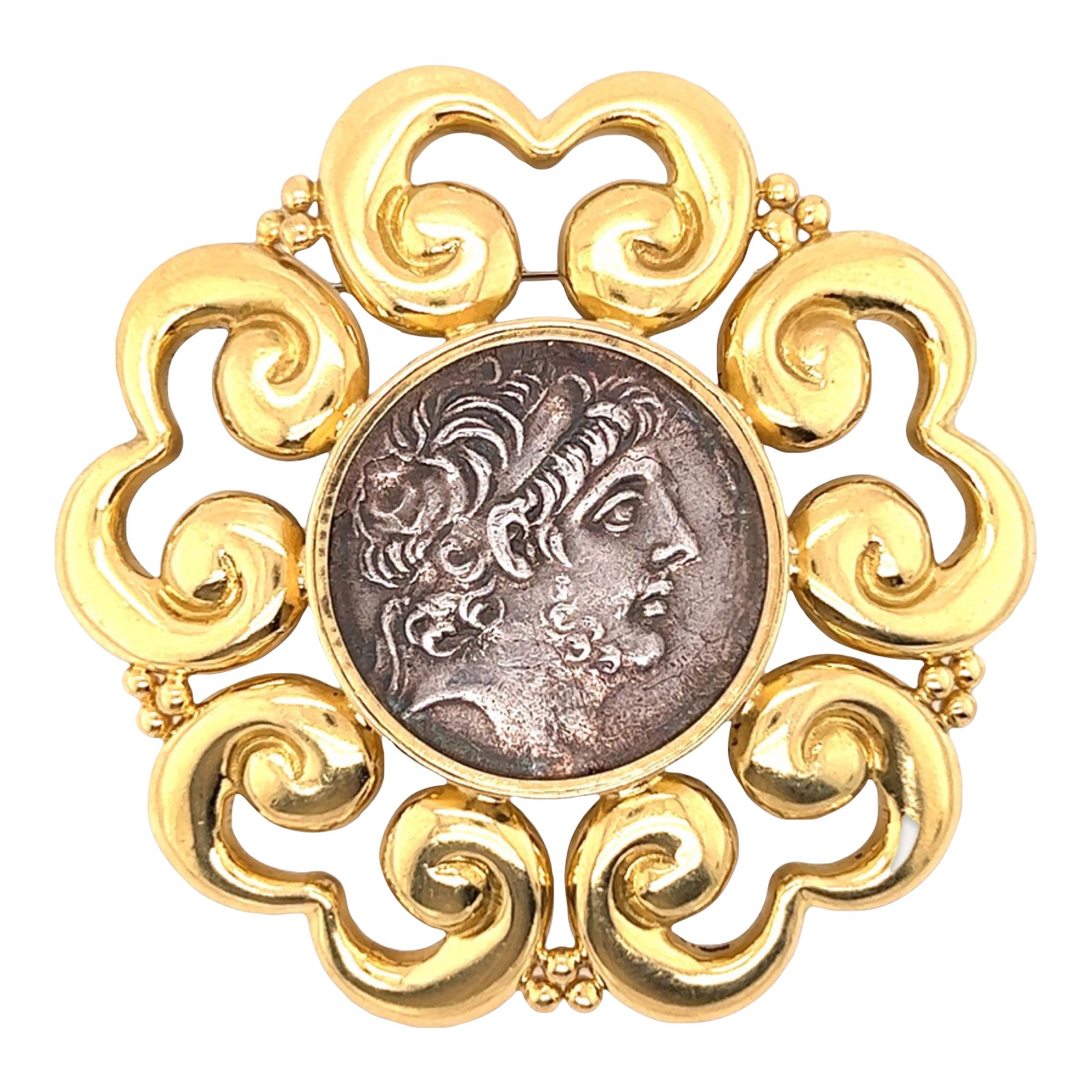 1970s Elizabeth Gage Roman Coin Brooch | Chairish