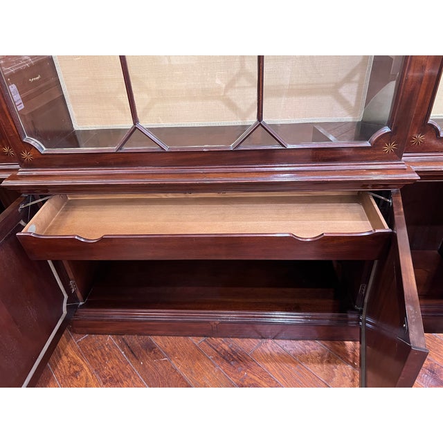 Baker Furniture George III Style Two Piece Breakfront Bookcase | Chairish