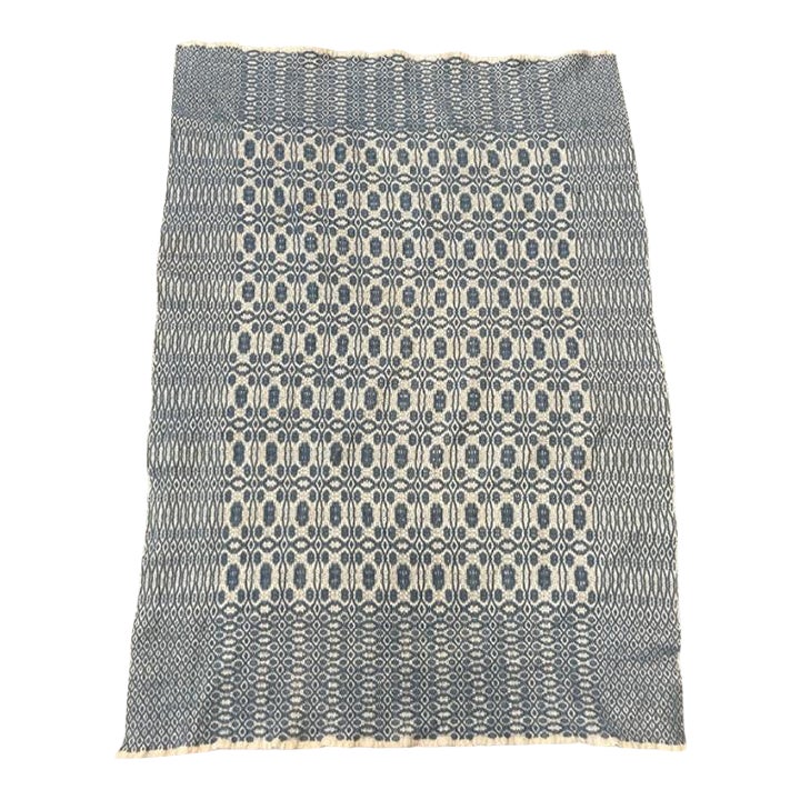 1980s Vintage Handwoven Blue & White Whig Rose Pattern Throw Blanket by ...