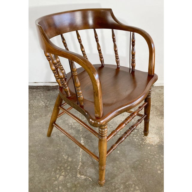Vintage Saloon Style Wood Bankers Chair | Chairish
